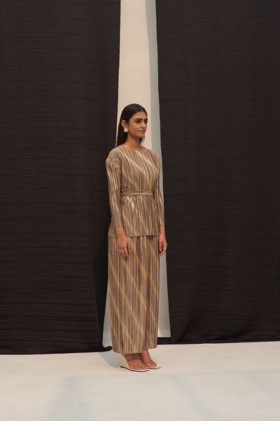 TWO TONE METALLIC COORD SET – Pleats By Aruni